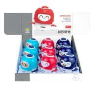 China Wholesale Baby Early Education Cute Can Chew Soft Glue Mini Press Penguin Sliding Toy Children Crawling Game Toys for sale