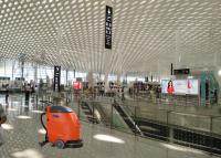 China Electrical Wire Airport Walk Behind Auto Scrubber Orange Color PLC Control for sale