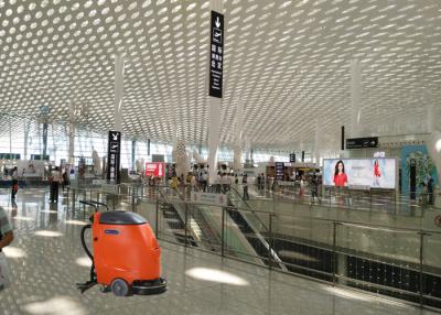 China Electrical Wire Airport Walk Behind Auto Scrubber Orange Color PLC Control for sale
