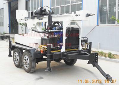 China Hydraulic Rotation Water Well Drilling Equipment With 4 Wheel Trailer Mounted for sale