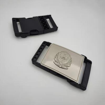 China Black Sliver 1.5 Inch Quick Release Buckle Custom LOGO Easy Release Buckle for sale