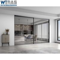 China Narrow Frame Aluminium Interior Sliding Partition Doors For Wide Viewing Area for sale