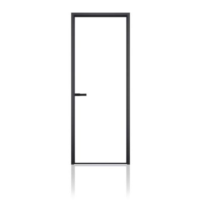 China Ultra Slim Frame Interior Aluminium Swing Toilet Door Single Glass Waterproof for sale