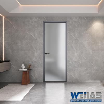 China Interior Waterproof Aluminum Casement Doors Toilet Aluminum Bathroom Door for sale