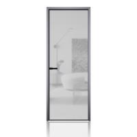 China Narrow Frame 6063-T5 Aluminium Toilet Swing Door With Privacy Ground Glass for sale