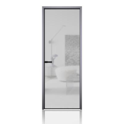 China Narrow Frame 6063-T5 Aluminium Toilet Swing Door With Privacy Ground Glass for sale