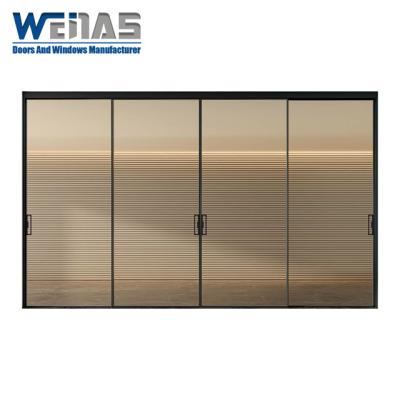 China Cloakroom Or Bedroom Partition Sliding Door Sound Insulation Ultra Slim Sliding Door for sale