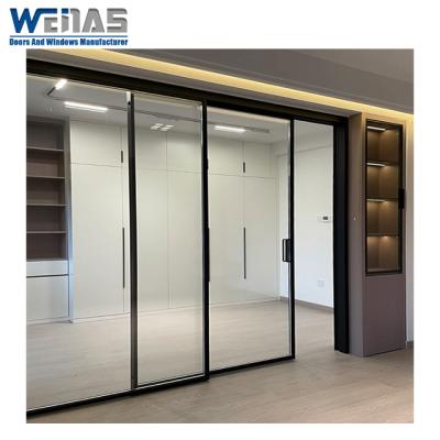 China Interior Ultra Narrow Room Partition Sliding Doors Durable Aluminium Alloy for sale