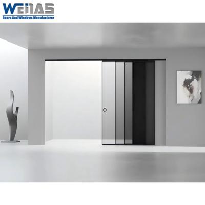 China Durable Design Waterproof Interior Sliding Partition Doors Aluminum Narrow Frame For Indoor for sale