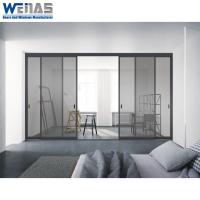 China Indoor Aluminum Ultra Narrow Slim Frame Sliding Glass Partition Doors For Kitchen Bedroom for sale