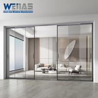China Large Glass Ultra Narrow Aluminium Partition Sliding Door Slim Frame For Villa House for sale