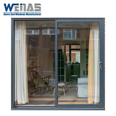 China Two Tracks Two Panel Exterior Glazed Heavy Duty Door Aluminium Sliding Doors for sale