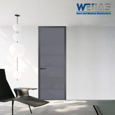 China Simple Structure Waterproof Washroom Aluminium Door With Customized Art Glass 8mm for sale