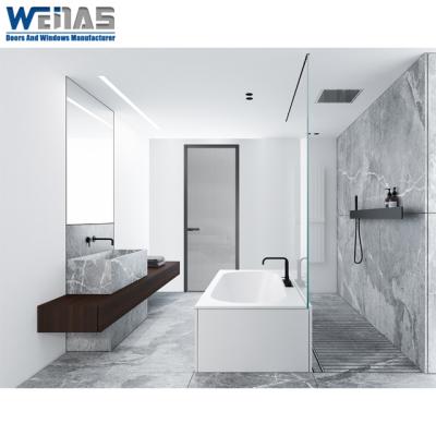 China Ultra Narrow Frame Aluminium Interior Casement Doors for Bathroom Toilet for sale