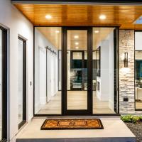 China Double Glass Front Aluminium Exterior Doors Thermal Insulated Frame 1.8mm for sale