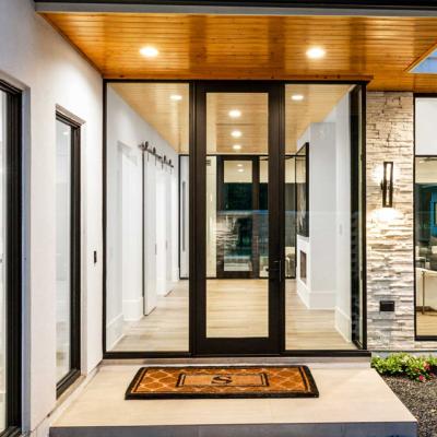 China Double Glass Front Aluminium Exterior Doors Thermal Insulated Frame 1.8mm for sale