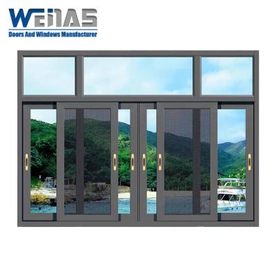China Thermal Break Exteriors Aluminium Sliding Windows 2-3 Tracks With Stainless Steel Screen Mesh for sale
