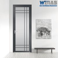 China Double Tempered Glass Aluminium Washroom Door Ultra Narrow Frame Waterproof for sale