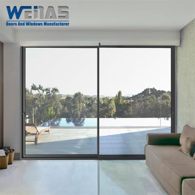 China Interior Narrow Slim Frame Bedroom Partition Sliding Door Single Glass Full View Aluminum Sliding Door for sale