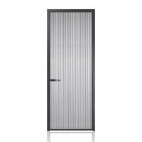 China Single Glass Slim Edge Design Aluminum Bathroom Door With Craft Glass for sale