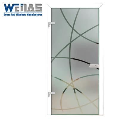 China Ultra Slim Double Aluminium And Glass Swing Doors With Tempered Glass For Kitchen Or Bathroom for sale