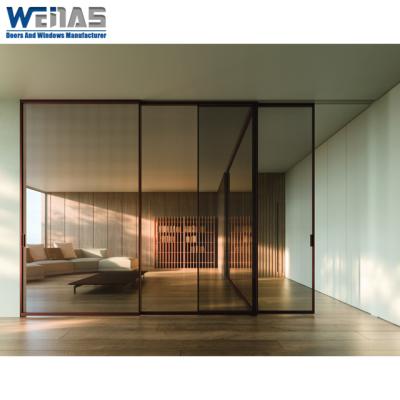China Commercial Interior Sliding Doors Room Dividers Aluminum Space Saving Sound Insulated for sale