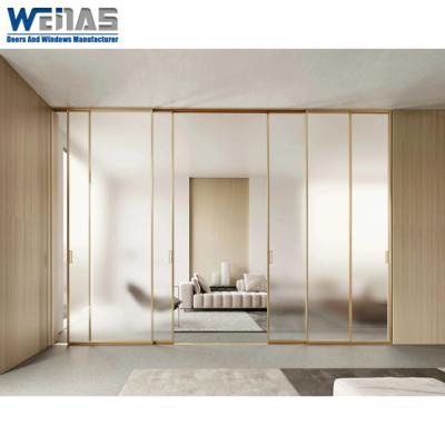 China Hanging Rail Ultra Narrow Frame Internal Partition Sliding Doors For Decoration for sale