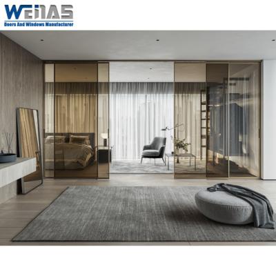 China Perfect System Ultra Slim Panel Edge Interior Sliding Partition Door For Space Dividing for sale
