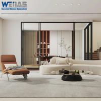 China Top Hung Minimalized Aluminium Interior Sliding Partition Door Without Bottom Track for sale