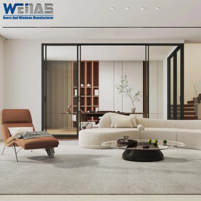 China Top Hung Minimalized Aluminium Interior Sliding Partition Door Without Bottom Track for sale