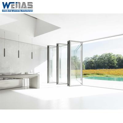 China Space Saving Internal Aluminium Bifold Doors Thermal Insulated Folding Glass Doors External for sale