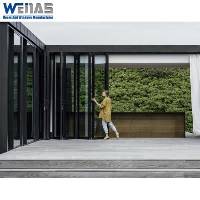 China Hurricane Proof Exterior Aluminum Alloy Bi-Folding Door with Waterproof Folding Screen for House for sale