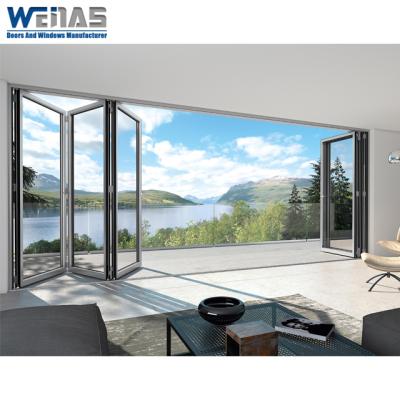 China Thermal Insulated 5mm Aluminium Bifold Exterior Doors With Tempered Glass for sale