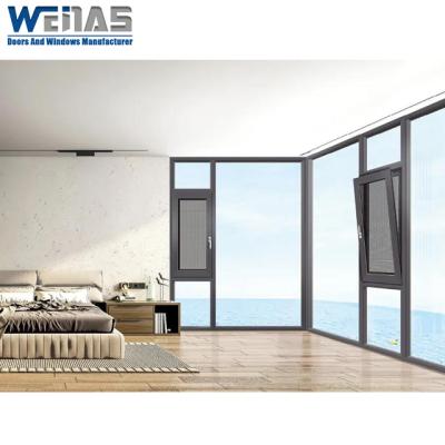 China Energy Efficiency Hurricane Impact Aluminium Windows Tilt And Turn 1.8mm Profile for sale
