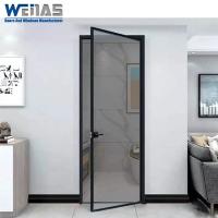 China 8mm Single Glass Interior Casement Aluminium Swing Toilet Door For Indoor for sale