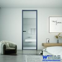China Aluminum Slim Frame Custom Casement Glass Door For Interior Bathroom for sale