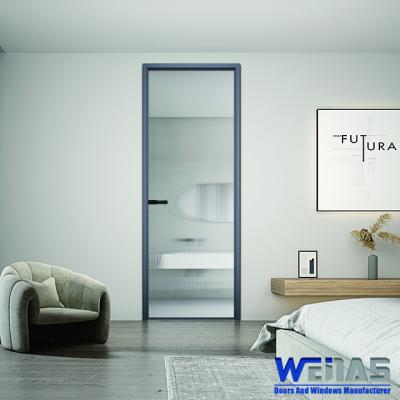 China Aluminum Slim Frame Custom Casement Glass Door For Interior Bathroom for sale