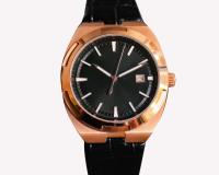 China Lightweight 50g Mens Black Leather Watch Stainless Steel 10mm Case Thickness for sale