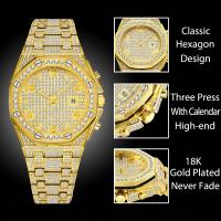 China Hip Hop Luxury Fully Ice Out Men's Watch Iced Cz VVS Custom Bling Gold Diamond for sale