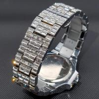China Luxury Hip Hop Fully Ice Out Custom Bling Men's Watch Iced Round Silver Diamond for sale