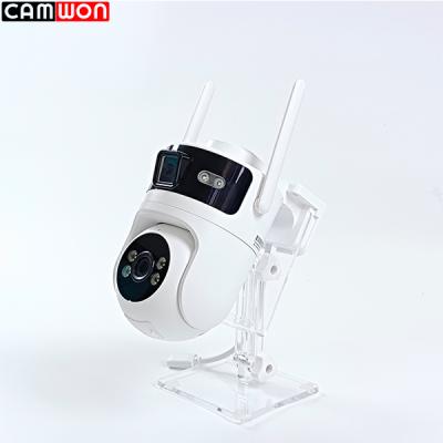 China Dual Lens 4MP PTZ WiFi Security Camera with Auto Tracking 350° Pan 120° Tilt Full Color Night Vision Outdoor for sale
