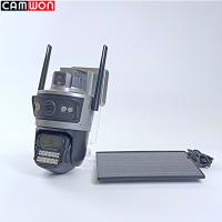 China AOV Solar Powered Outdoor Security Camera 4MP Dual Lens 15600mAh Battery 24H Recording for sale