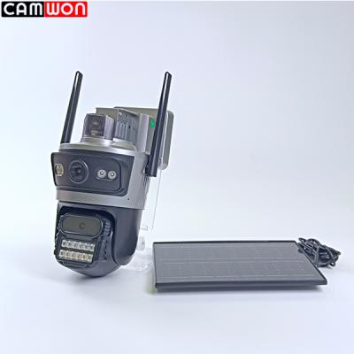 China AOV Solar Powered Outdoor Security Camera 4MP Dual Lens 15600mAh Battery 24H Recording for sale