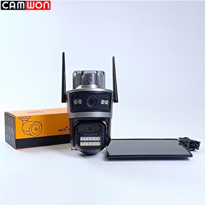 China 4MP ICSEE Dual Lens Solar Security Camera 4G AOV 15600mAh IP66 Outdoor for sale