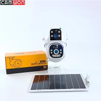 China Outdoor WiFi Solar Camera 2K 4MP Dual Lens PTZ Security Camera with 8W Solar Panel and 12000mAh Battery for sale