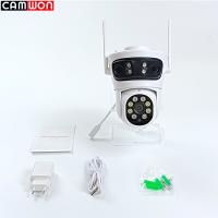 China Tuya 6MP 3 Lens WiFi Security Camera Night Vision Pan Tilt Outdoor Surveillance 5V DC for sale