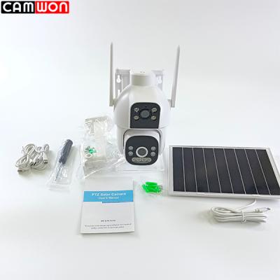 China AOV Dual Lens PTZ Wireless Outdoor CCTV Camera 4G Solar 16000mAh Battery 3MP for sale