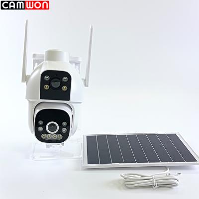 China AOV 4G Outdoor Dual Lens Solar Security Camera 16000mAh Battery Wireless PTZ for sale