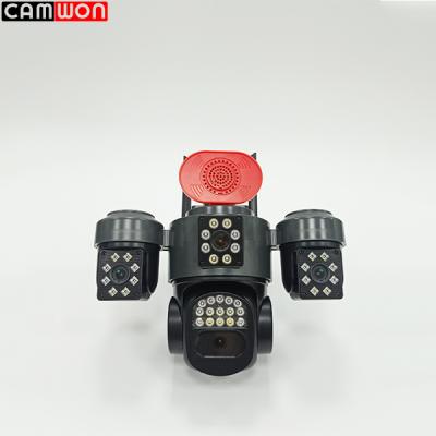 China Solar Battery Power Outdoor 4 Lens Camera 4G Sim Wireless CCTV System AI Security Camera for sale