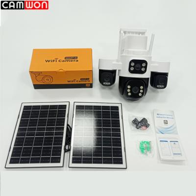 China Solar Security Camera Outdoor Wireless With 4-Lens 8MP 4G 16000mAh Battery AOV Camera for sale
